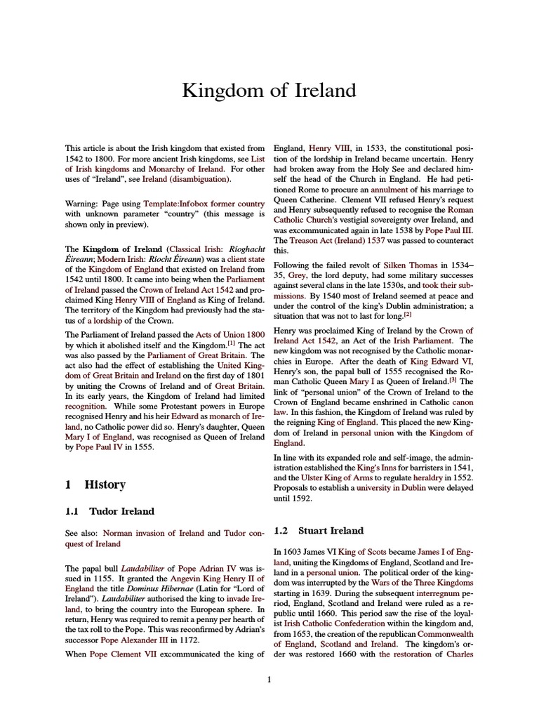 Kingdom of Ireland | PDF | Monarchy Of The United Kingdom | Government