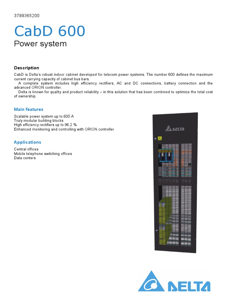 FactSheet CabD 600 en PDF | PDF | Rectifier | Electric Power System
