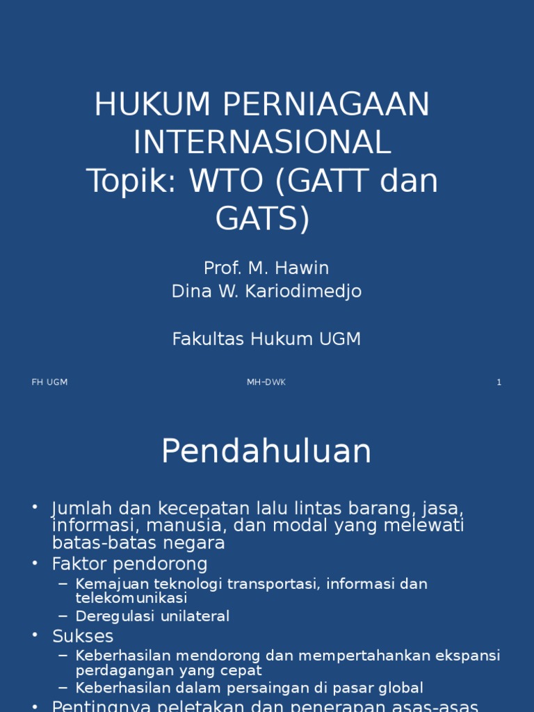 Gatt and Wto Prof. Hawin | PDF