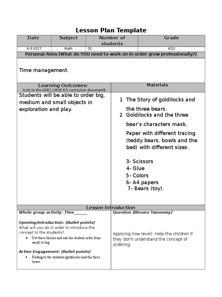 Lesson Plan Template2015 | PDF | Lesson Plan | Education Theory