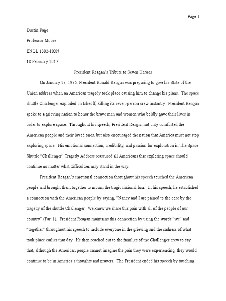 Rhetorical Analysis Reagan Speech Rough Draft | PDF | Ronald Reagan ...
