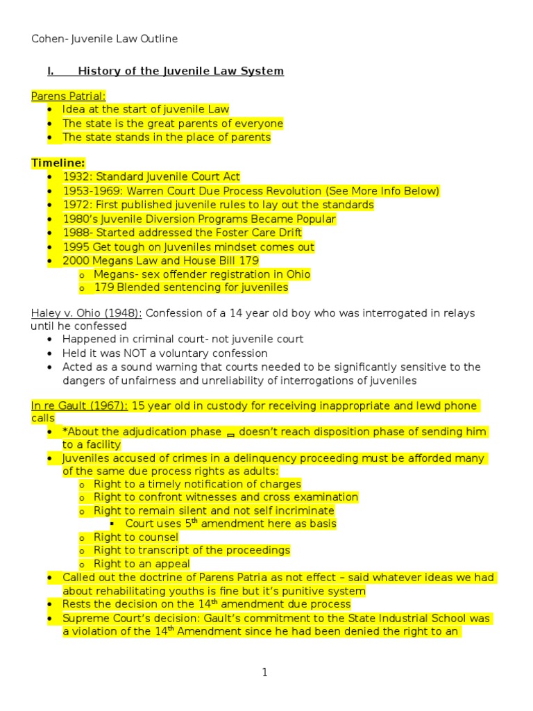 The Evolution of Juvenile Justice: A Comprehensive Outline of the ...