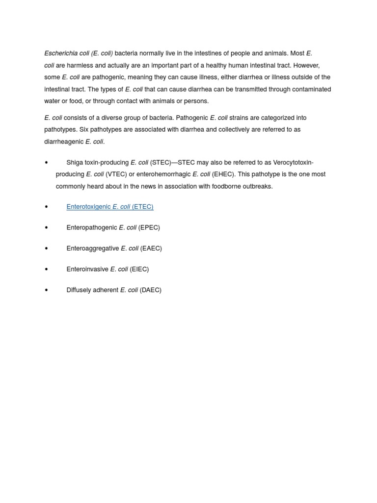 Escherichia Coli | PDF | Escherichia Coli | Immunology