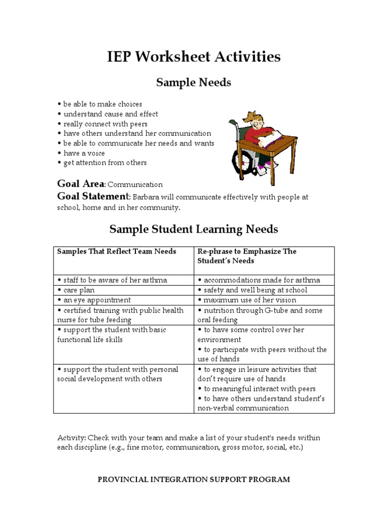 IEP Activities and Student-Focused Goals | PDF | Goal | Individualized ...