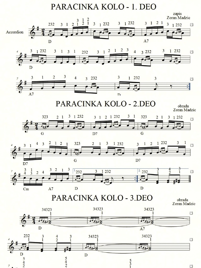 Paracinka Kolo- Note Za Harmoniku