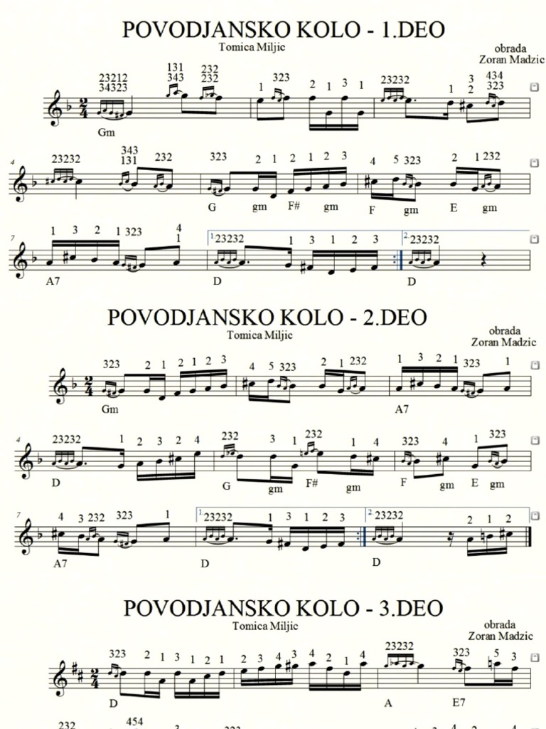 Povodjansko Kolo (Tomica Miljic) - Note Za Harmoniku | PDF