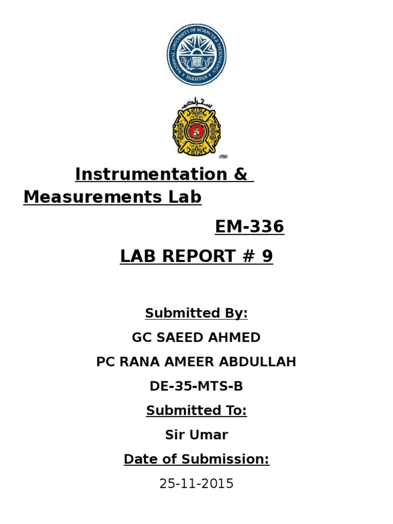 Instrumentation Lab Report No.9 | PDF