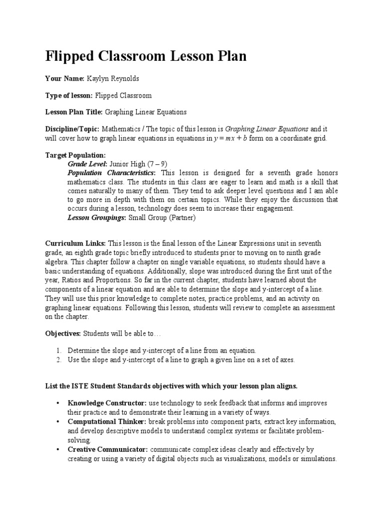 Flipped Lesson Plan | Download Free PDF | Linearity | Lesson Plan