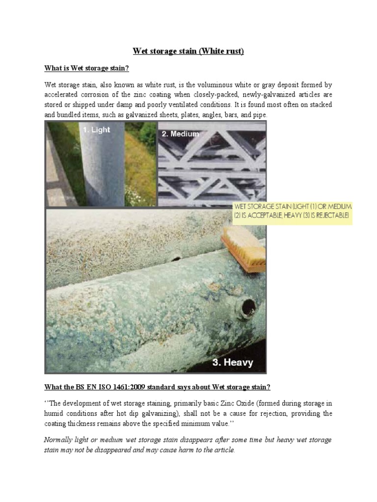 Wet Storage Stain (White Rust) | PDF | Rust | Zinc