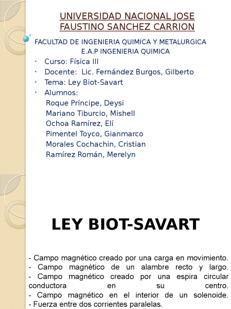 Ley Biot Savart | PDF | Campo magnético | Corriente eléctrica