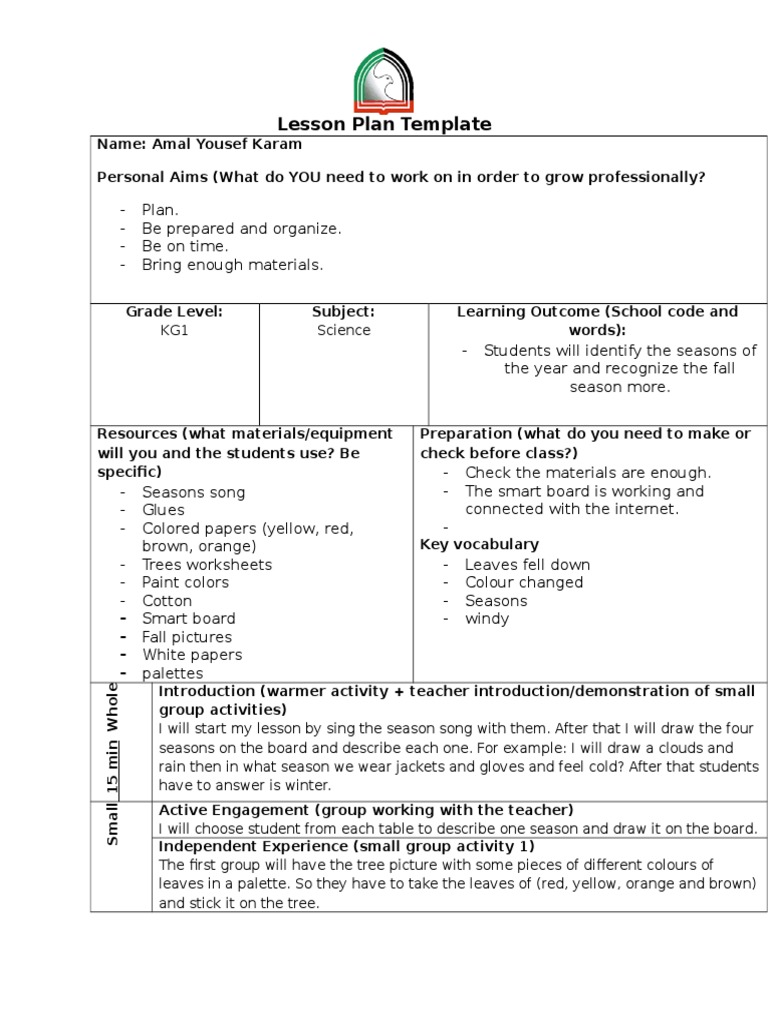 Lesson Plan - Fall Season | PDF | Lesson Plan | Teaching