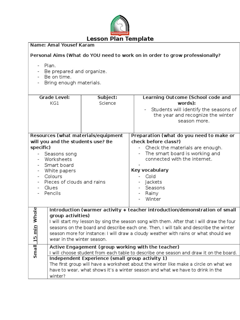 Lesson Plan - Winter Season | PDF | Lesson Plan | Quality Of Life