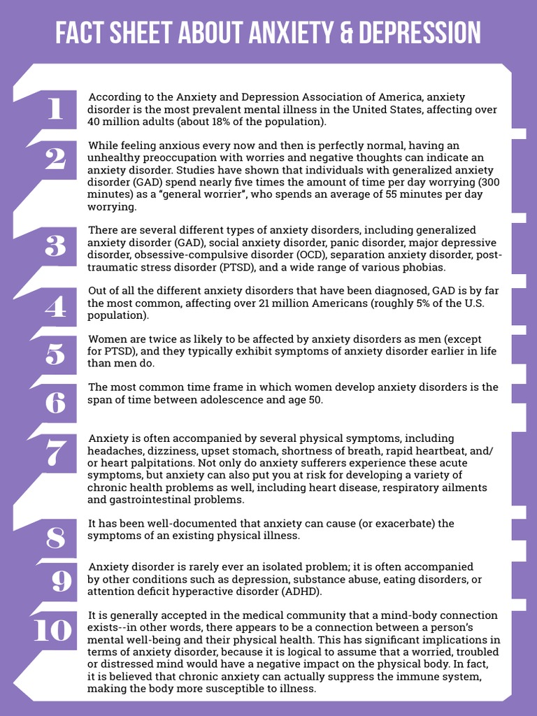 14 Fact Sheet About Anxiety | Anxiety Disorder | Major Depressive ...