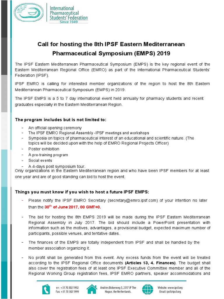 IPSF EMPS 2019 - Hosting Call | PDF | Symposium | Government