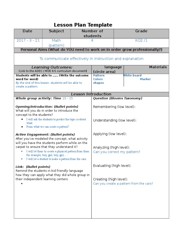 The Lesson Plan Epc 2430 2 | PDF | Lesson Plan | Epistemology