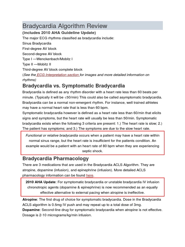 Bradycardia Algorithm Review | PDF | Heart Rate | Clinical Medicine
