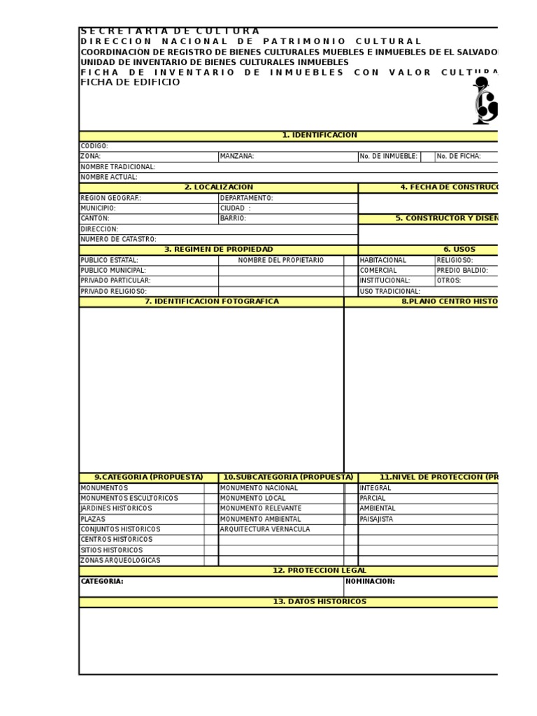 Ficha de inventario de un inmueble con valor cultural en El Salvador | PDF | Construyendo ...