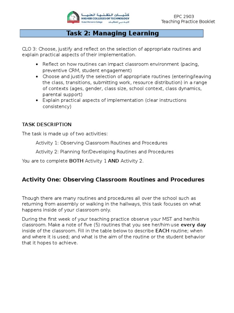 Task 2 | PDF | Classroom | Teachers