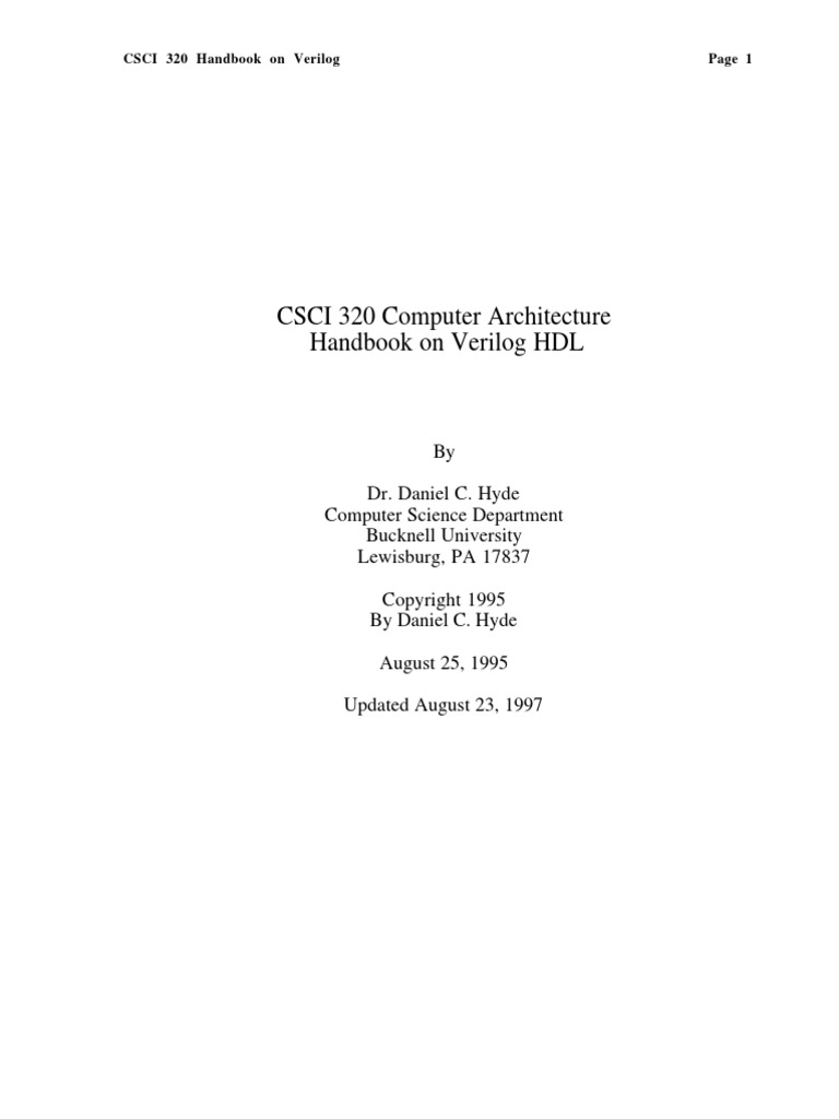 CSCI 320 Computer Architecture. Handbook On Verilog HDL | PDF ...