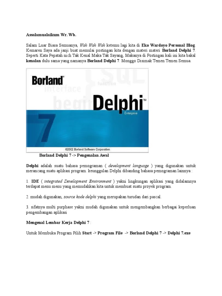 Tutorial Delphi 7 | PDF