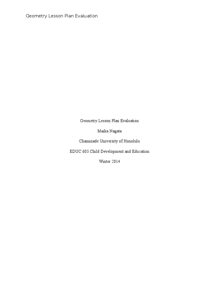 Geometry Lesson Plan Evaluation | Download Free PDF | Lesson Plan ...