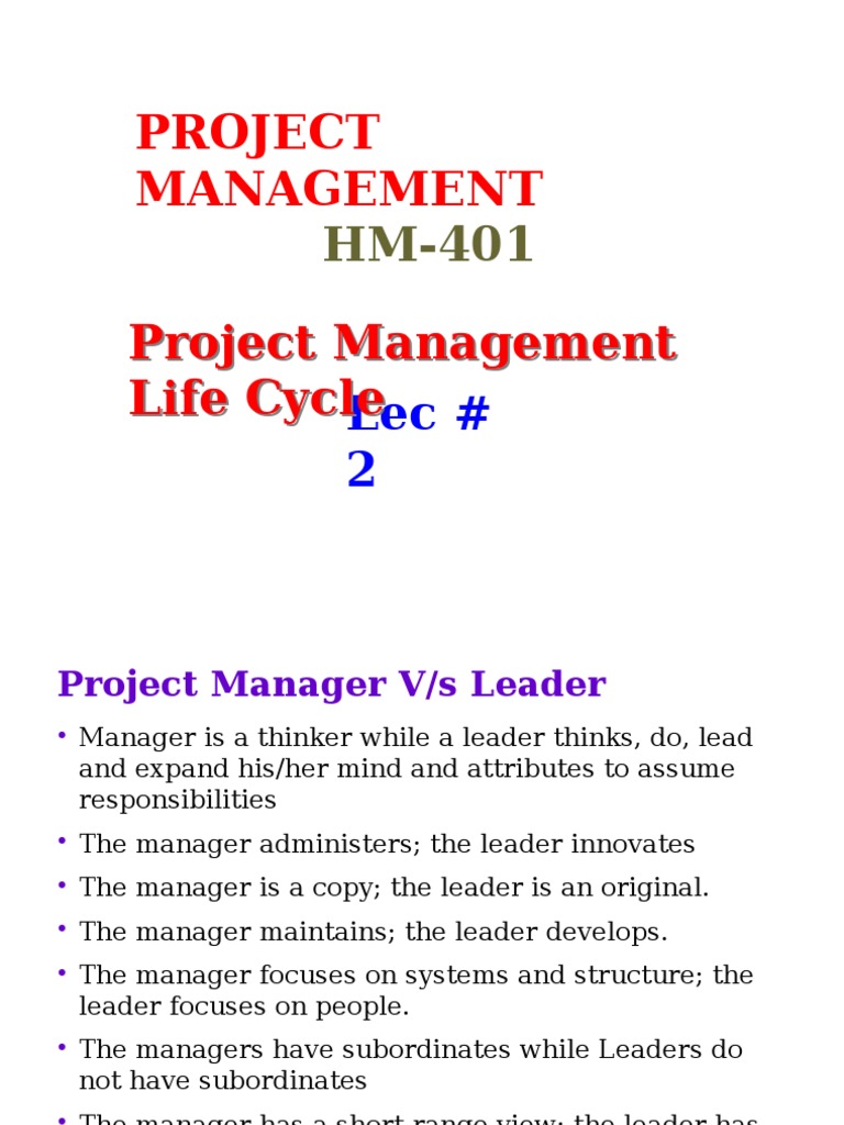 Project Management Project Management Life Cycle | PDF | Project ...