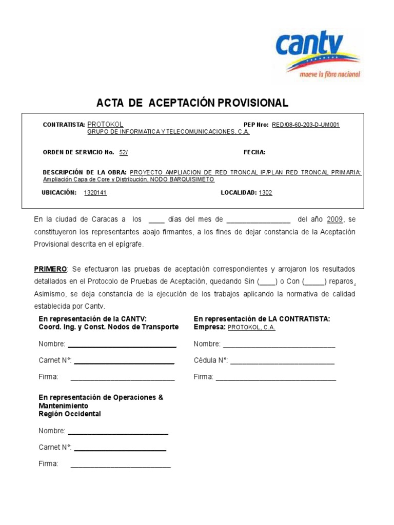 Actas De Entrega