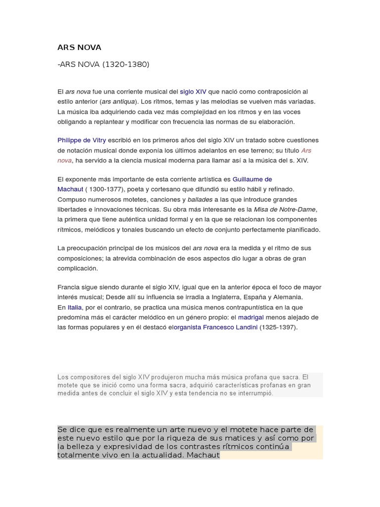 Ars Nova | PDF | Musicología | Música clásica