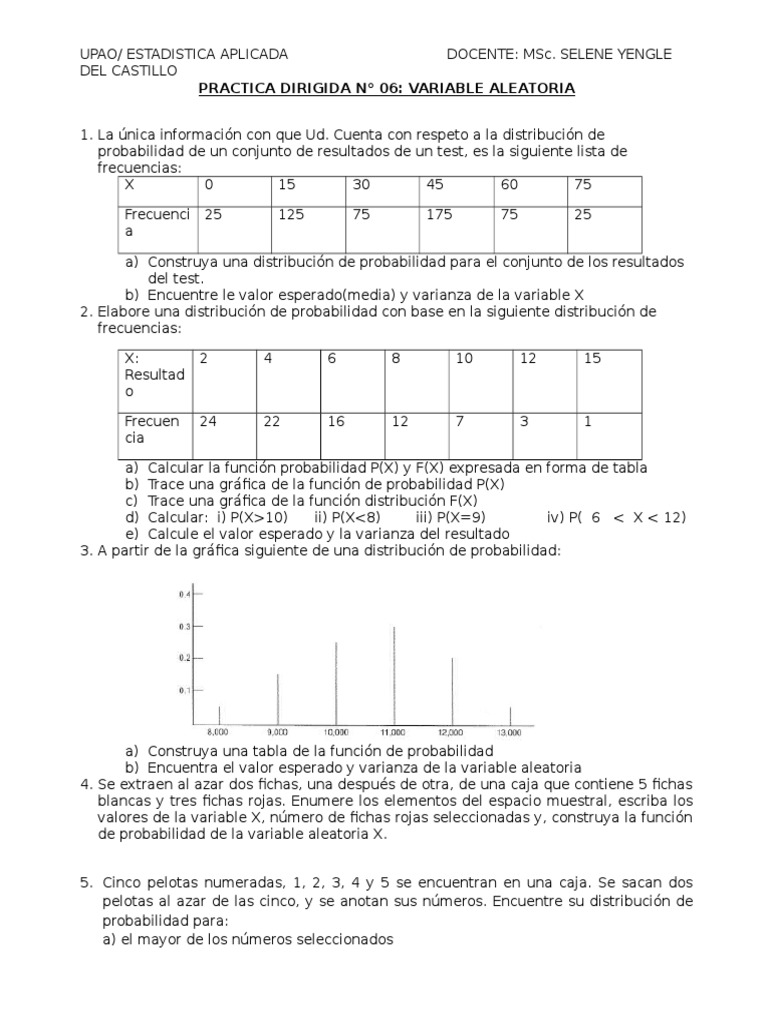 Práctica de Estadística: Variables Aleatorias | PDF | Variable aleatoria | Probabilidad