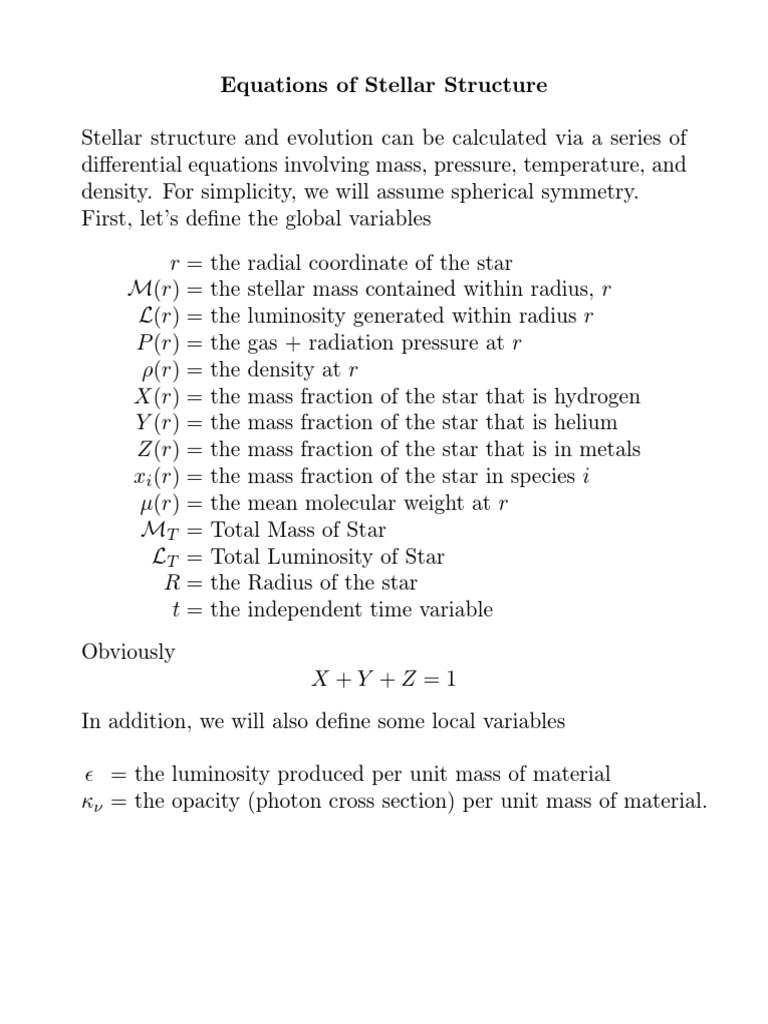 Equations of Stellar Structure - 7 | PDF | Stars | Chemistry