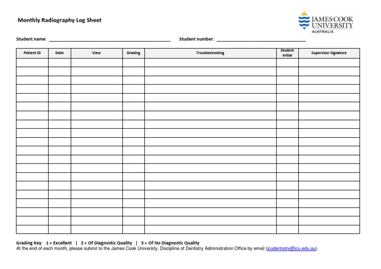 Monthly Radiography Log Sheet | PDF