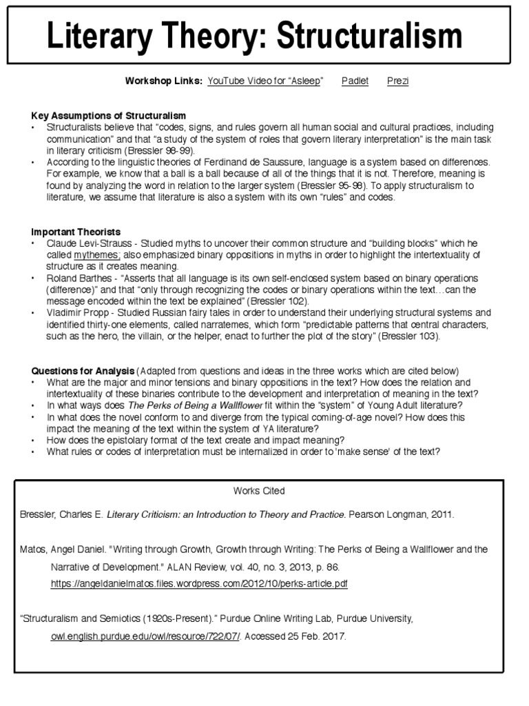 Literary Theory Workshop Handout - Structuralism | PDF | Epistemology ...