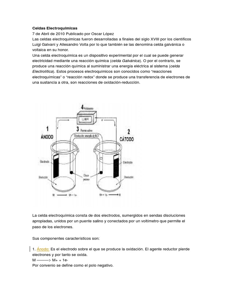 Celdas Electroquímicas | PDF | Electroquímica | Electrodo