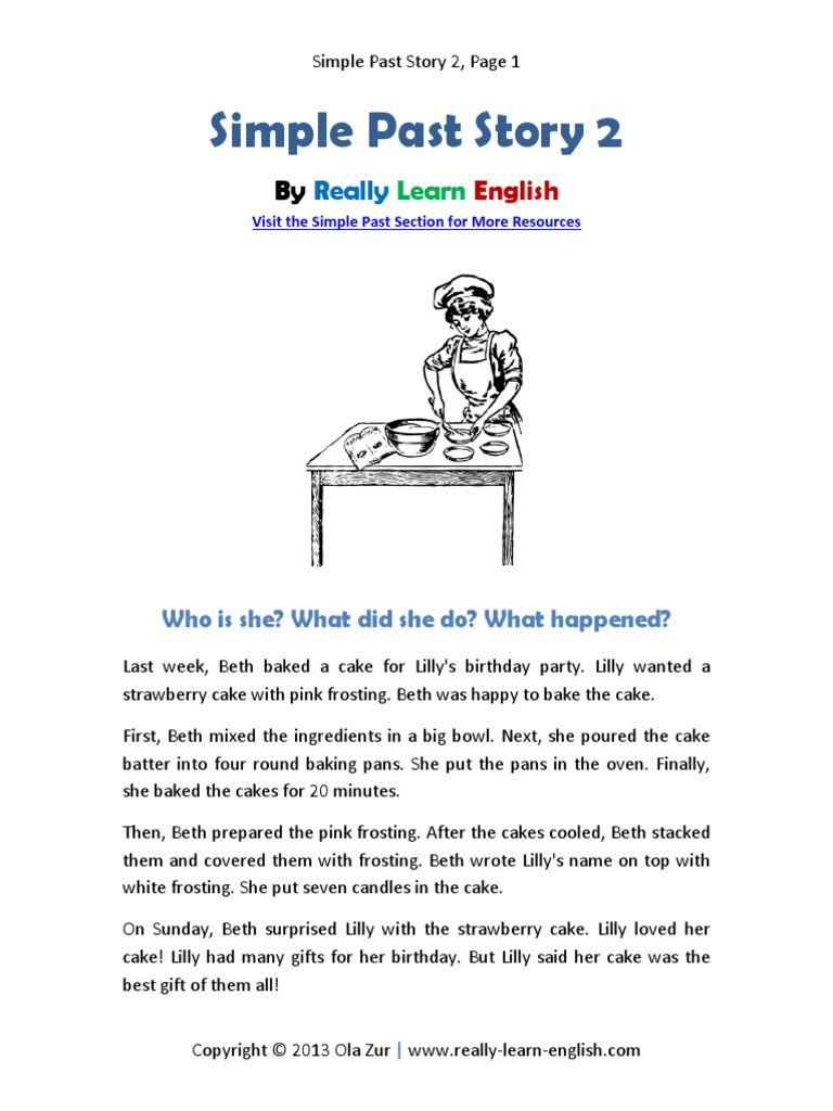 Simple Past Story 2 | PDF | Cakes | Baking