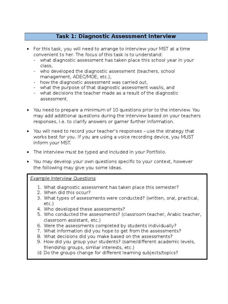 Task 1 | PDF | Interview | Educational Assessment