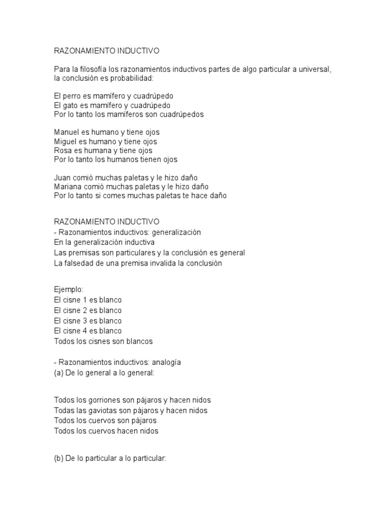 Ejercicios de Razonamiento Inductivo | Descargar gratis PDF | Razonamiento inductivo | Razonamiento
