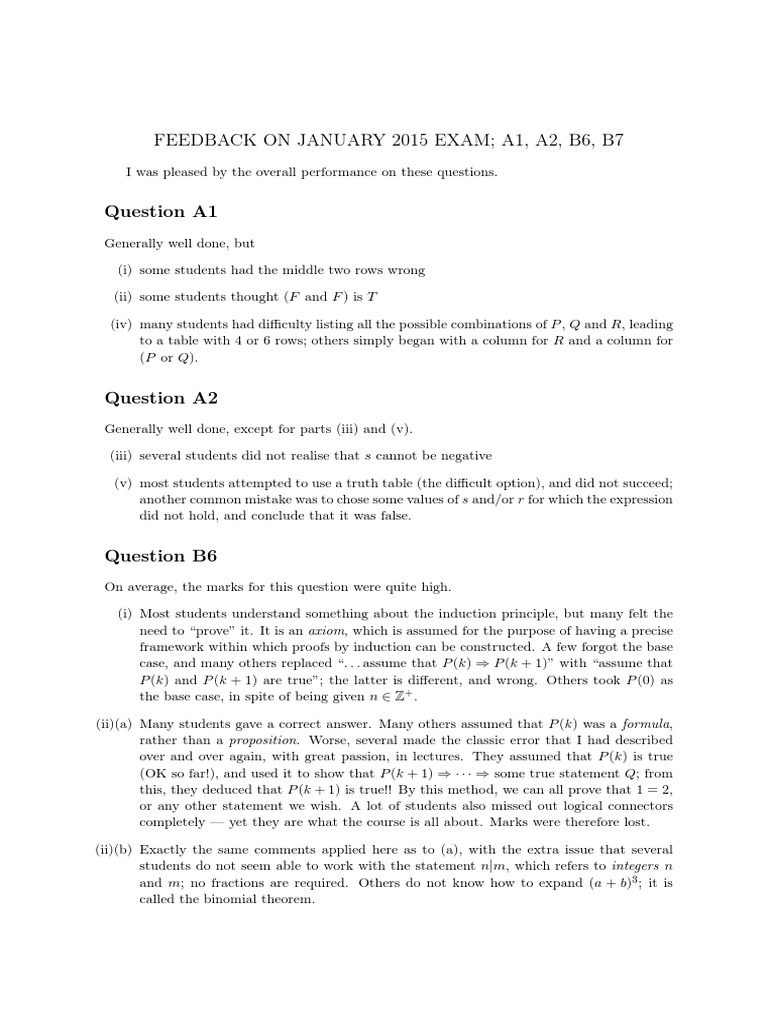 Jan 15 Feedback | PDF | Theorem | Mathematical Logic