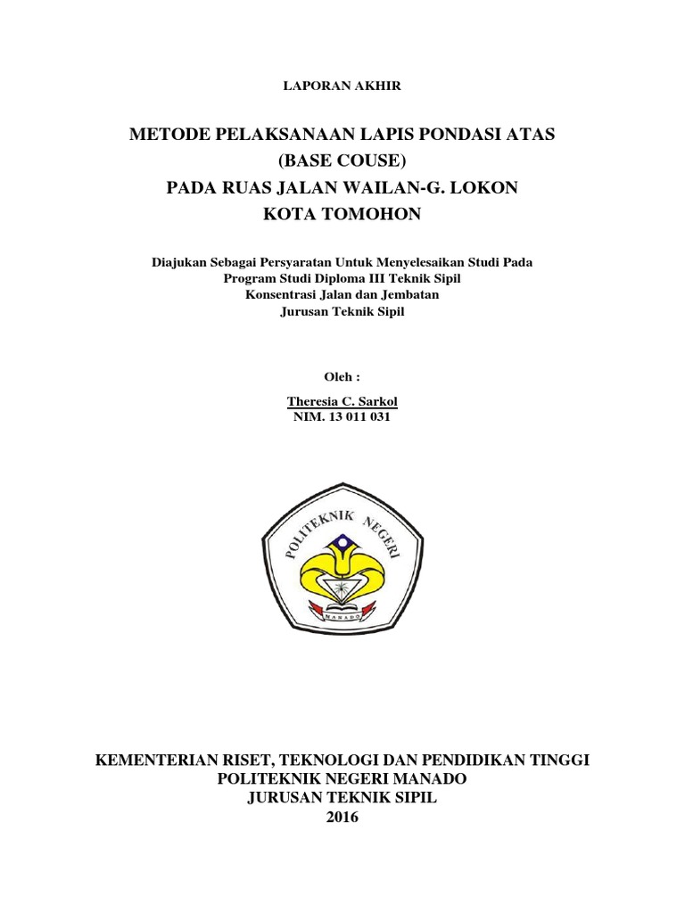 Metode Pelaksanaan Base Course Jalan | PDF | Teknologi & Rekayasa