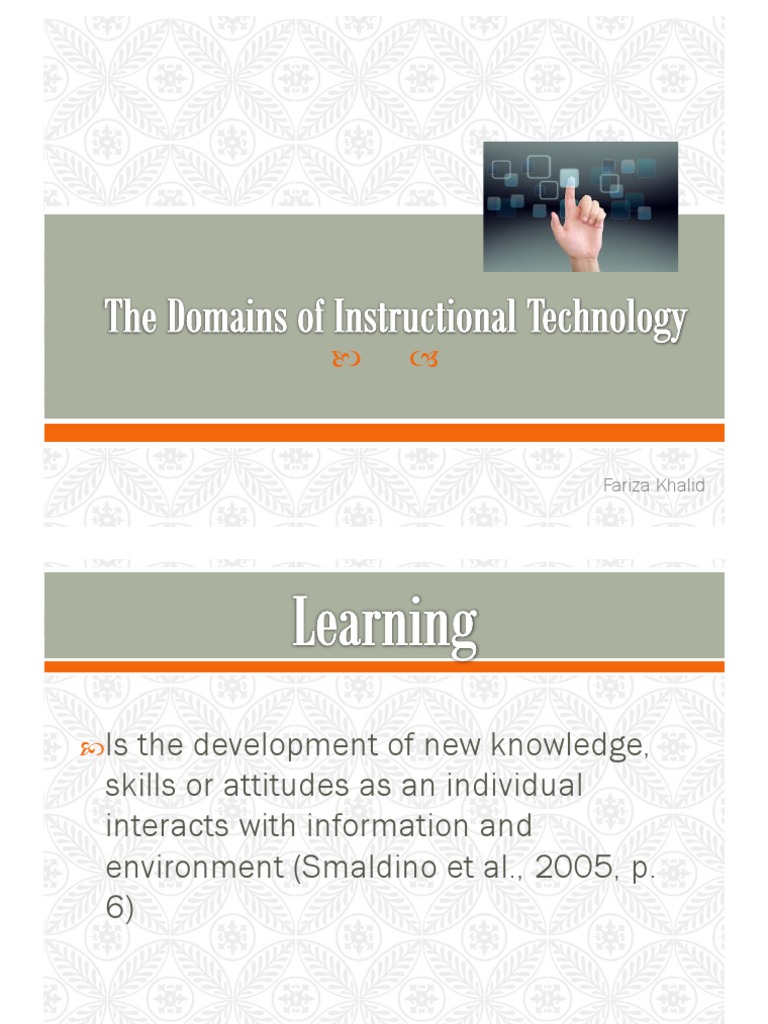 The Domains of Instructional Technology | PDF | Educational Technology ...