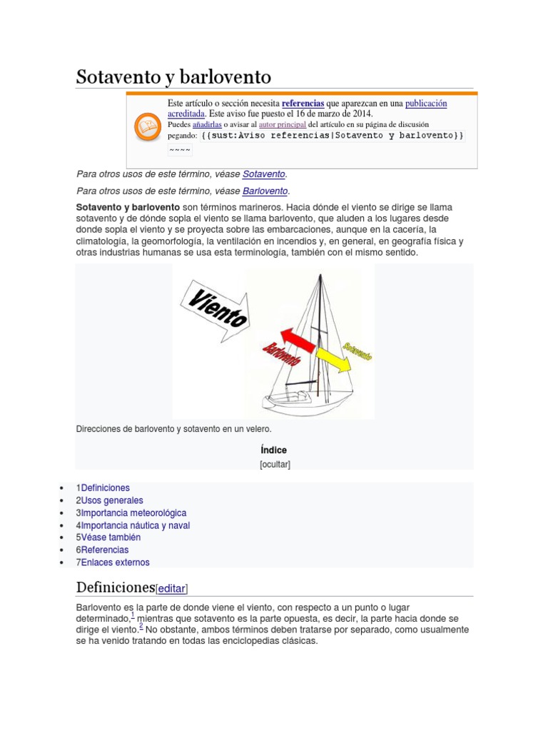 Definición de Sotavento y Barlovento | PDF | Barlovento y sotavento ...