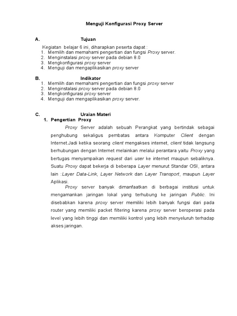 Modul E KP 6 Menguji Konfigurasi Proxy Server | PDF | Komputer