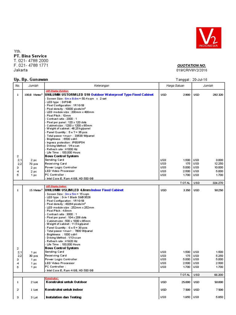 019 - Unilumin S10mm Outdoor, 20 Juli 2016 PDF | PDF