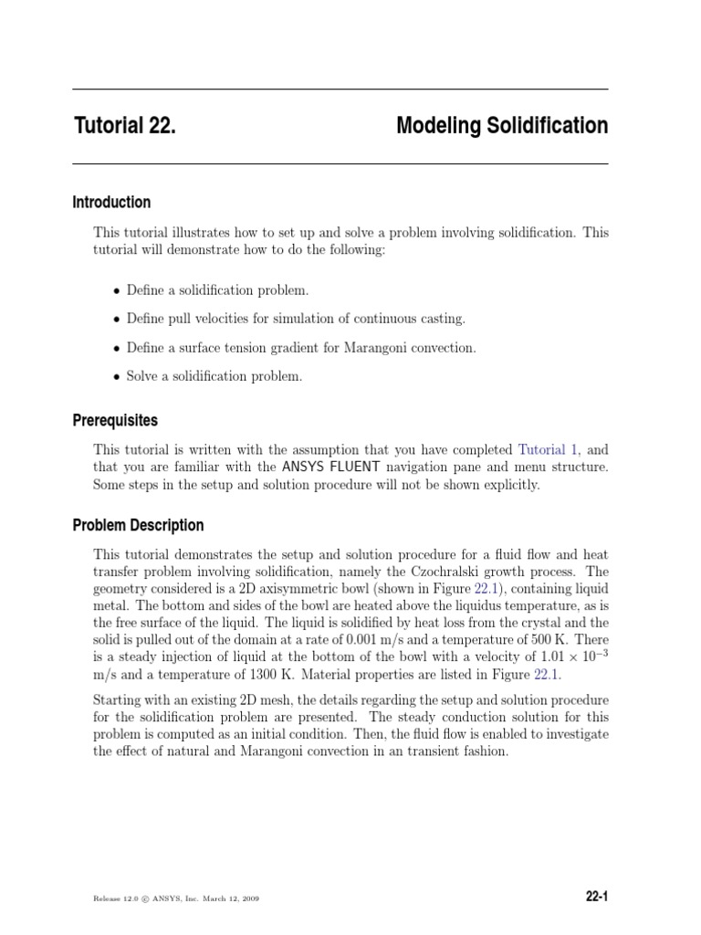 ANSYS Modeling Solidification PDF | PDF | Fluid Dynamics | Thermal Conduction