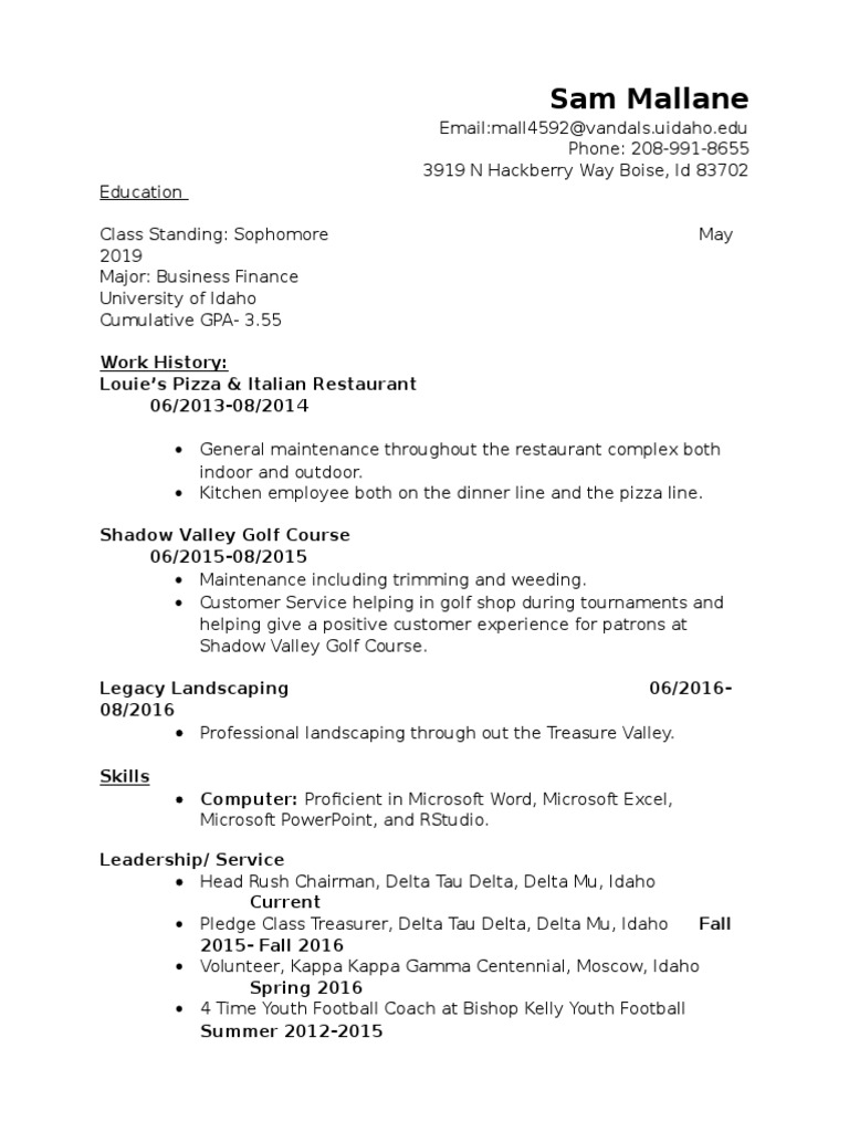 Sam Mallane Resume Final | PDF