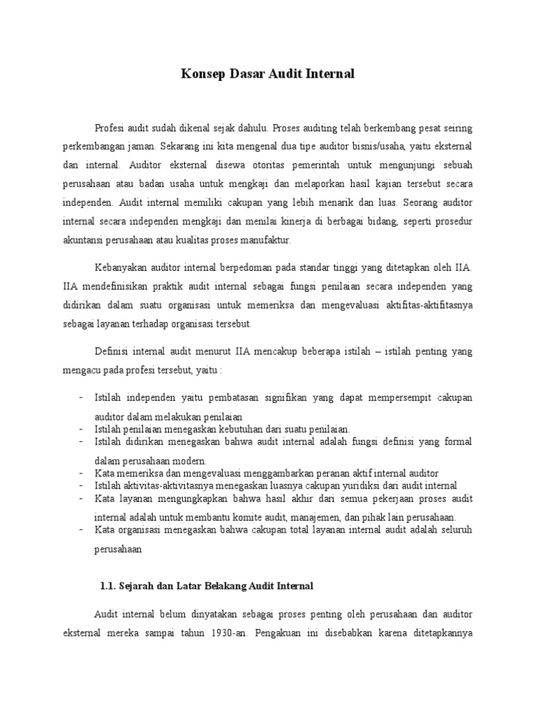 RMK 1-Konsep Dasar Audit Internal | PDF | Bisnis | Pengelolaan Keuangan ...