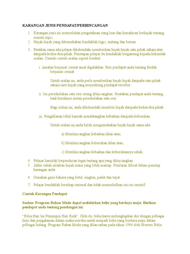 Karangan Jenis Pendapat | PDF