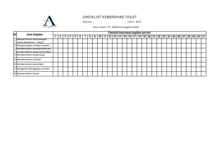 Cheklist Toilet | PDF