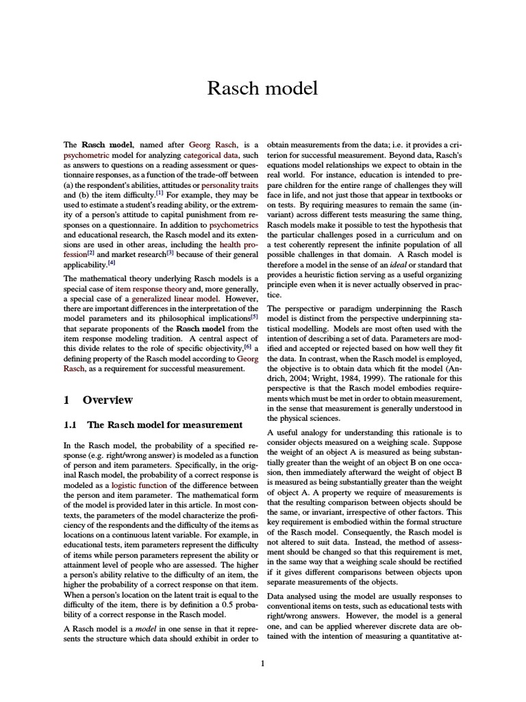 Rasch Model | PDF | Psychometrics | Evaluation Methods