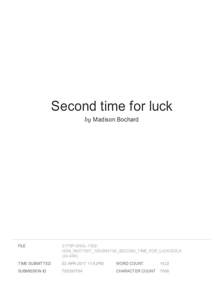 Second Time For Luck | PDF
