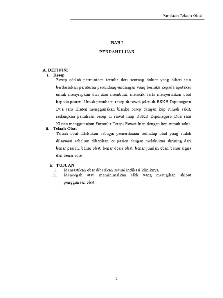 Panduan Telaah Obat | PDF